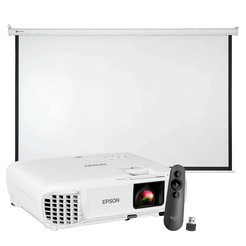 Projetor Epson Powerlite + Tela de Projeção Retrátil Goldentec ...