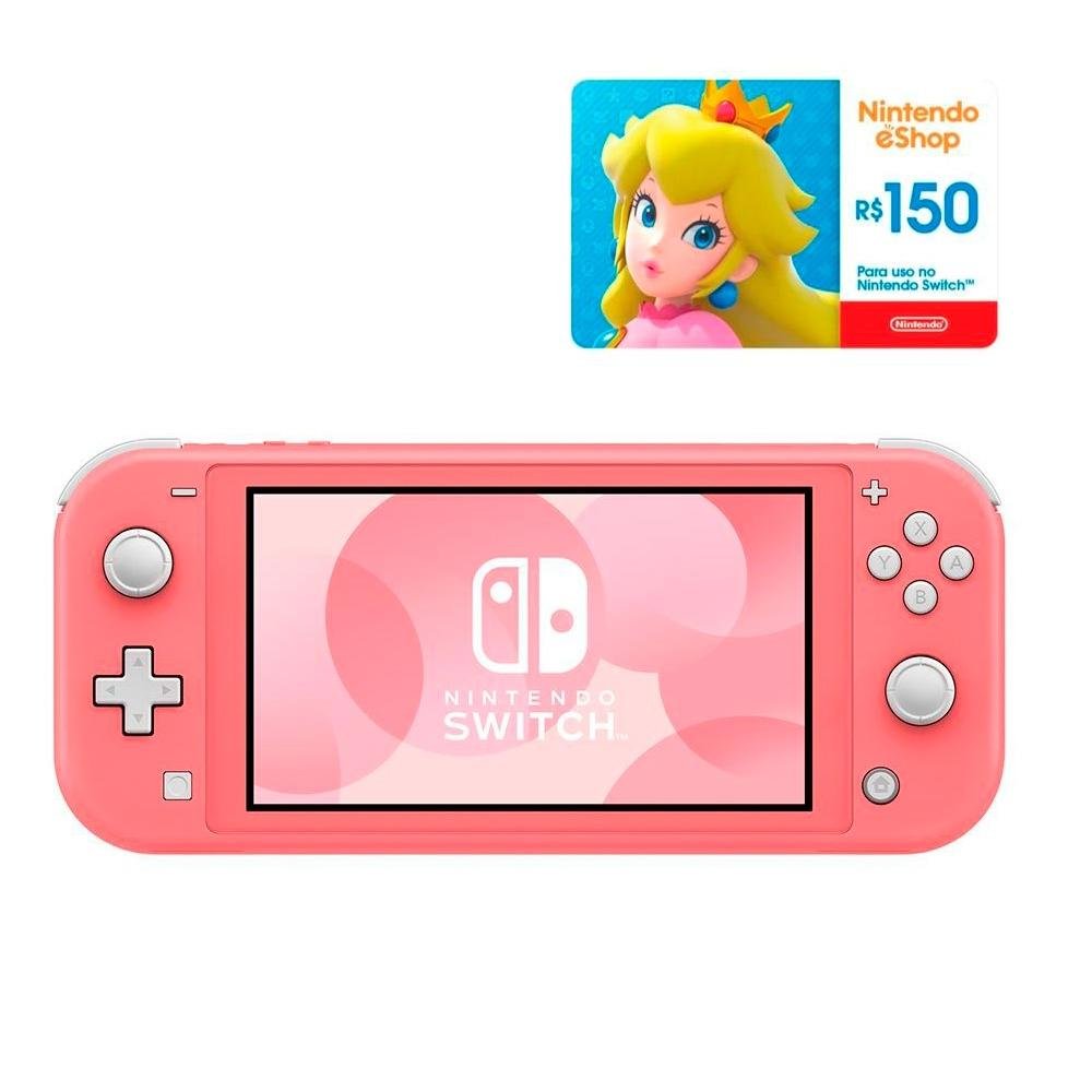 Console Nintendo Switch Lite, Coral + Gift Card Nintendo: 150 Reais ...