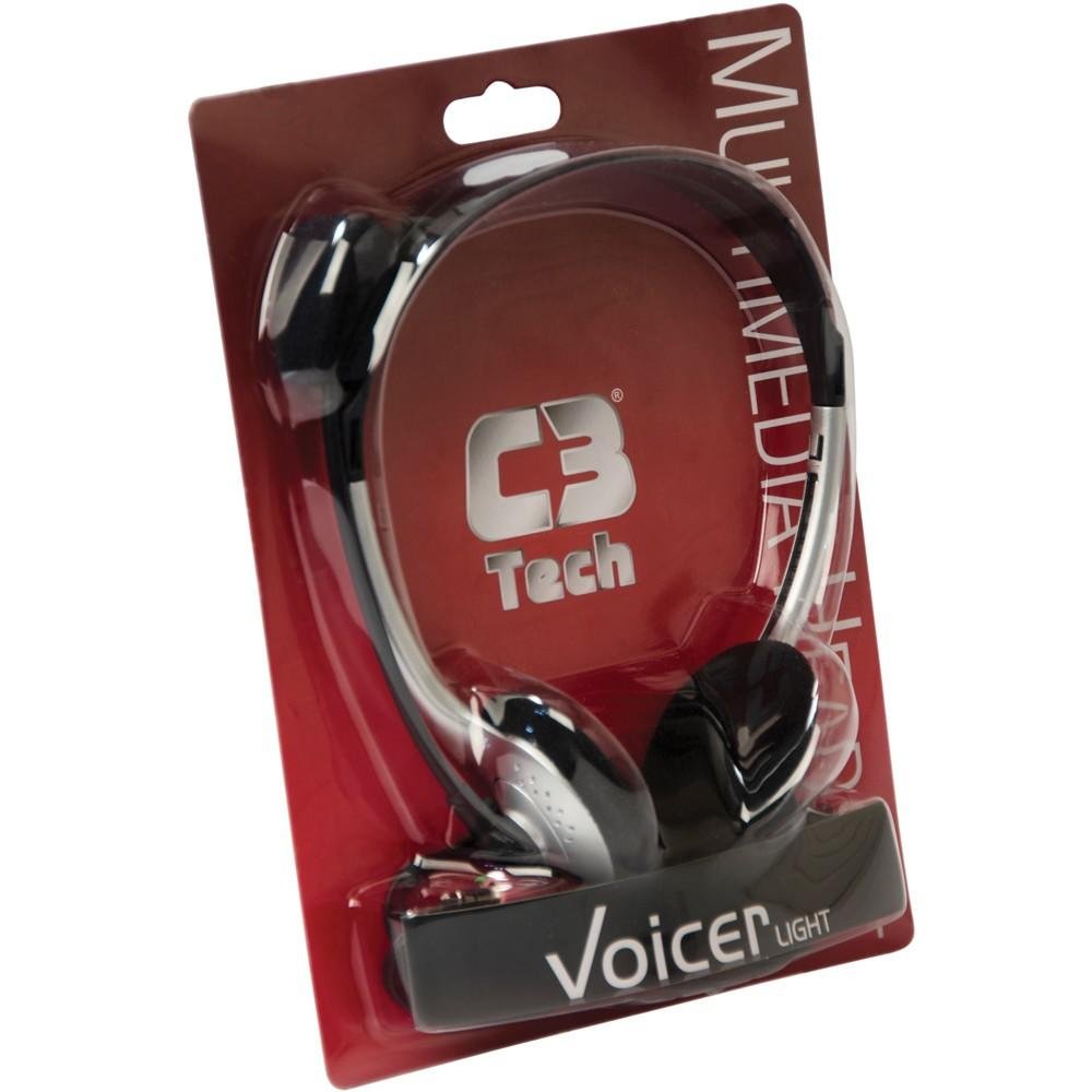 Headset C3 Tech Voicer Light c/ Microfone Preto/Prata - CT662040BS