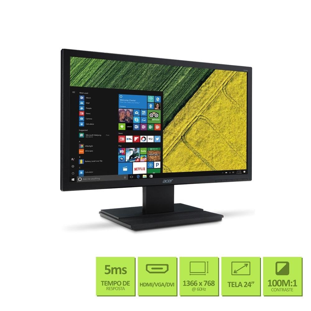 Monitor Acer LED 23.6´ Widescreen, Full HD, V246HL | KaBuM!