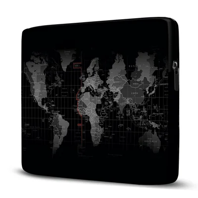 Capa Pasta Notebook 14 Mapa Mundi Preto KaBuM