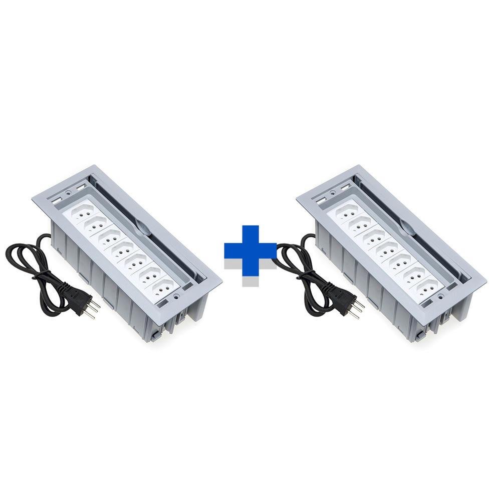 Caixas De Tomadas Com 7 Tomadas 10a Cinza KaBuM