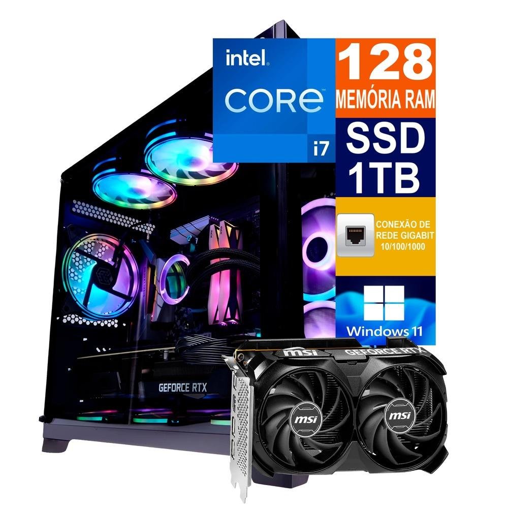 PC Gamer Intel I7 14700kf 128GB Memória RAM KaBuM