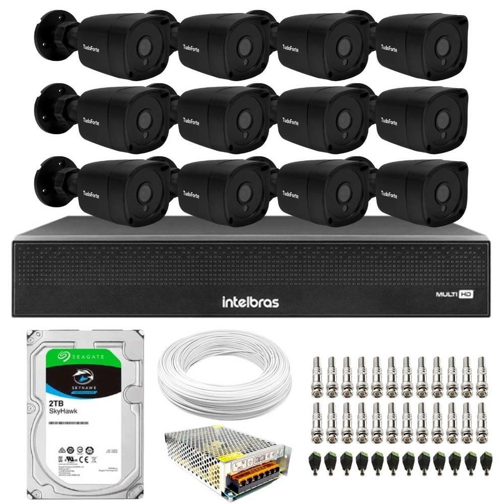 Kit 12 Câmeras Tudo Forte TF 2020 B Black Full HD